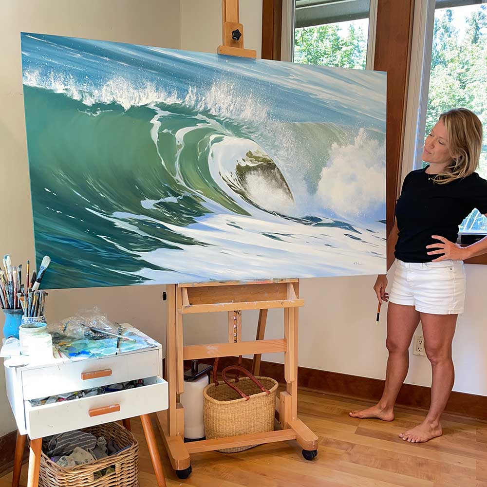 Large Washington Coast Wave Oil Painting – Julie Kluh Art