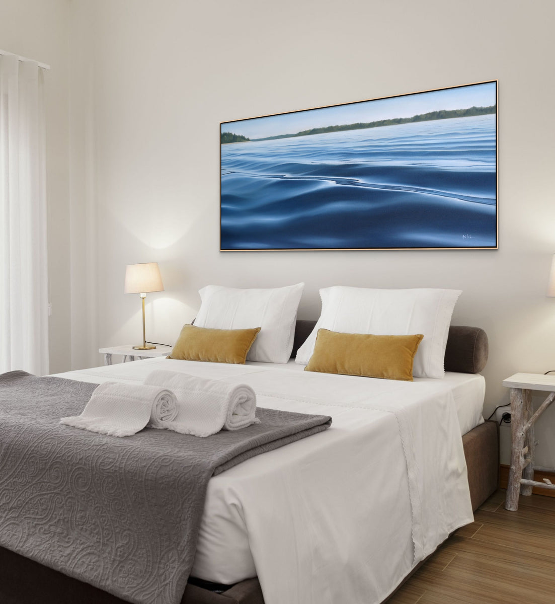 Large Horizontal Ocean Wave Aqua Beach Art Print 60x24 Canvas or Paper ...