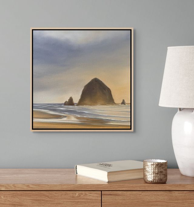 Haystack Mist | Cannon Beach Oregon Oil Painting | 10x10 – Julie Kluh Art
