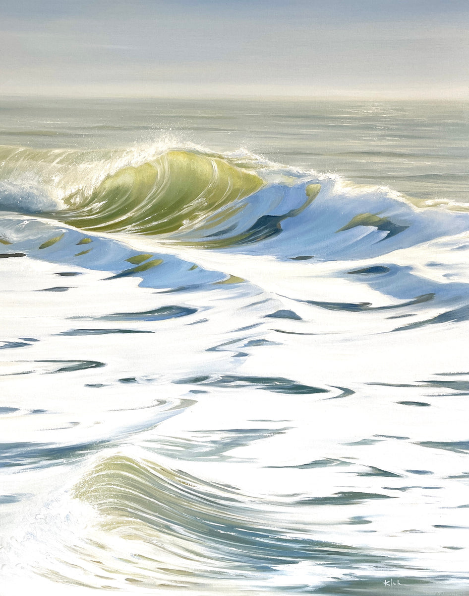 Large Fine Art Oil Painting Ocean Waves Coastal | 30x24 – Julie Kluh Art